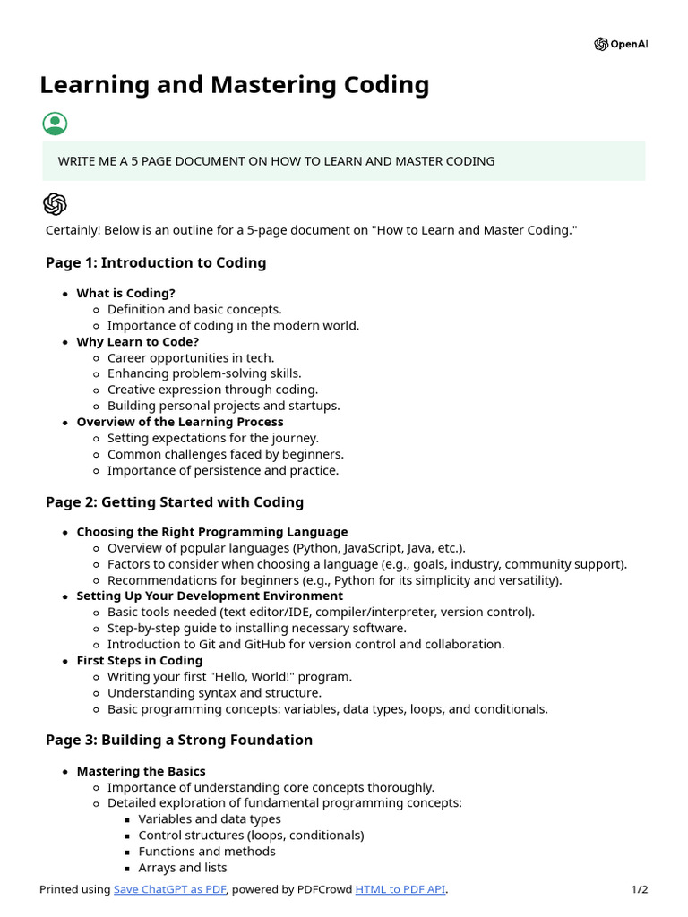 Learning and Mastering Coding | PDF | Computer Programming | Python (Programming Language)