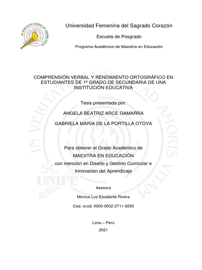 Tesis Unife Comprension Oral | PDF | Aprendizaje | Enseñando