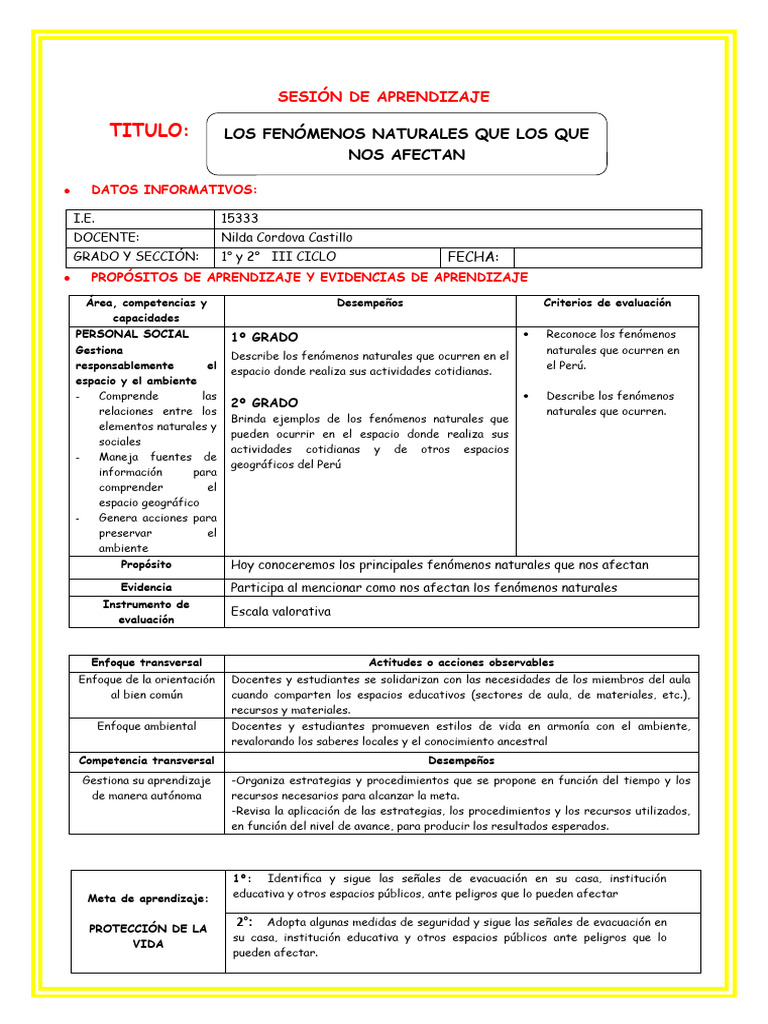 U5 S1 Sesion D1 PS Los Fenomenos Naturales Que Nos Afectan | PDF | Temblores | Tsunami