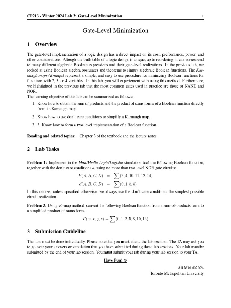 lab3 | PDF | Logic Synthesis | Mathematical Logic
