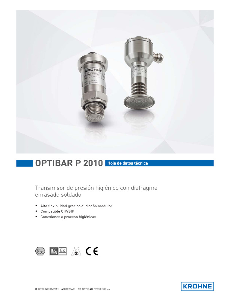 TD OPTIBAR-P-2010C Es 210219 4008225401 R03 | PDF | Conector eléctrico | Presión