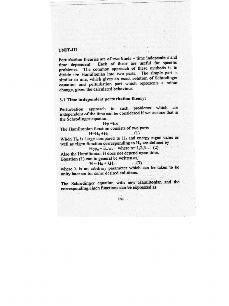 Quantum Mechanics (Units 3,4,5) | PDF | Perturbation Theory (Quantum Mechanics) | Physics