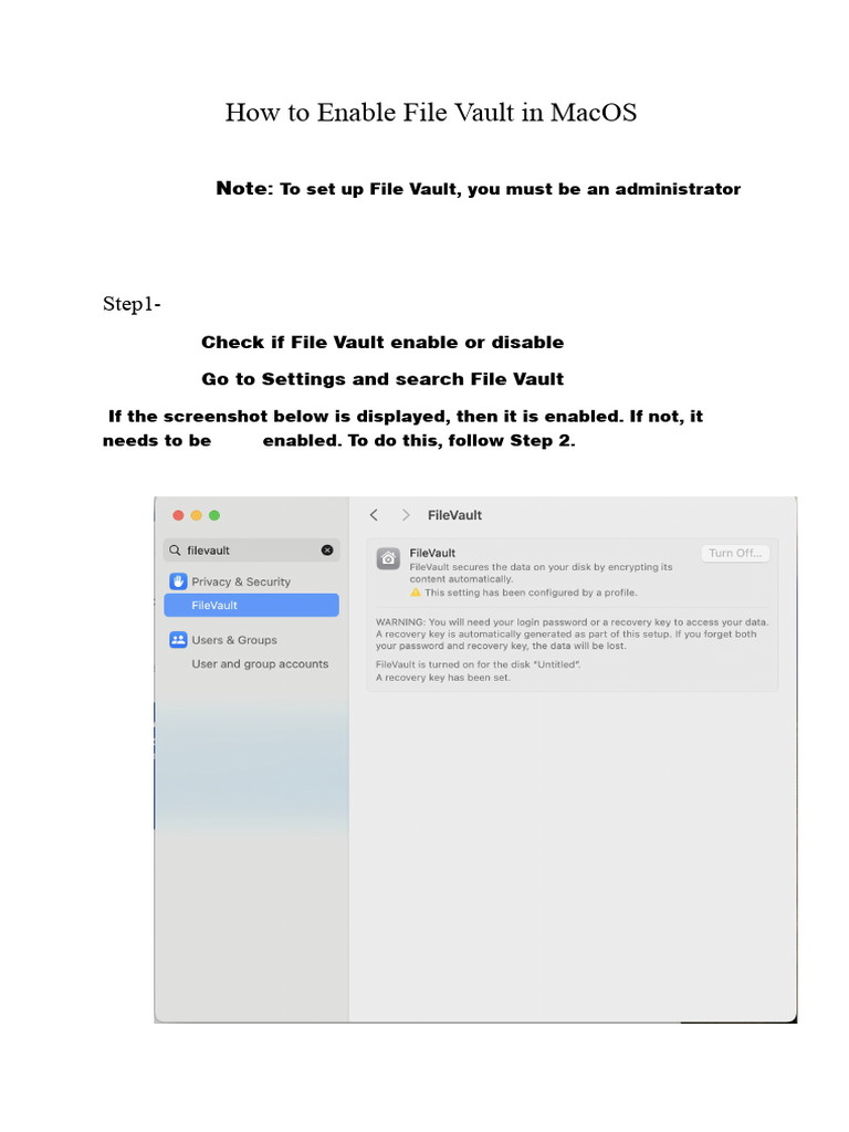 Enable Filevault In Macos Pdf