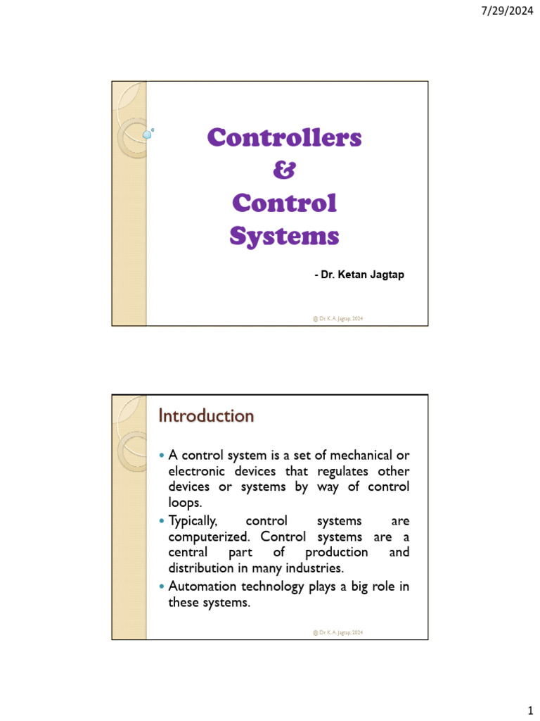 Unit - II - Controllers & Control Systems | PDF | Microcontroller | Feedback