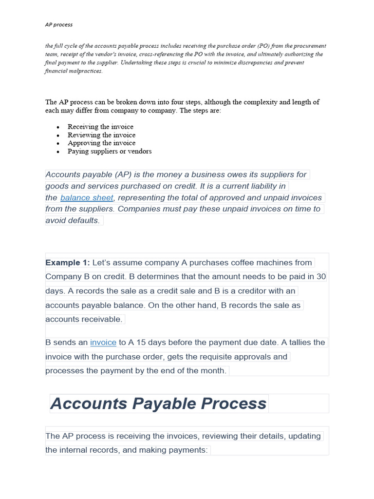Accounts Payable Process: Balance Sheet | PDF | Accounts Payable ...