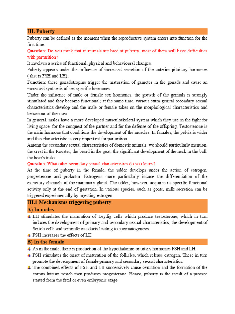 Reproductive Physio Chap Iii Iv Puberty To Coupling Pdf