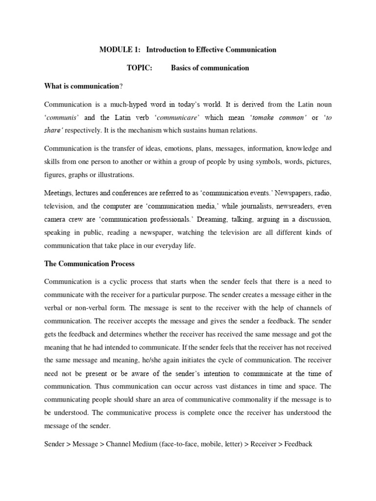 Lesson Four- The Basics of Communication | PDF | Communication | Noise