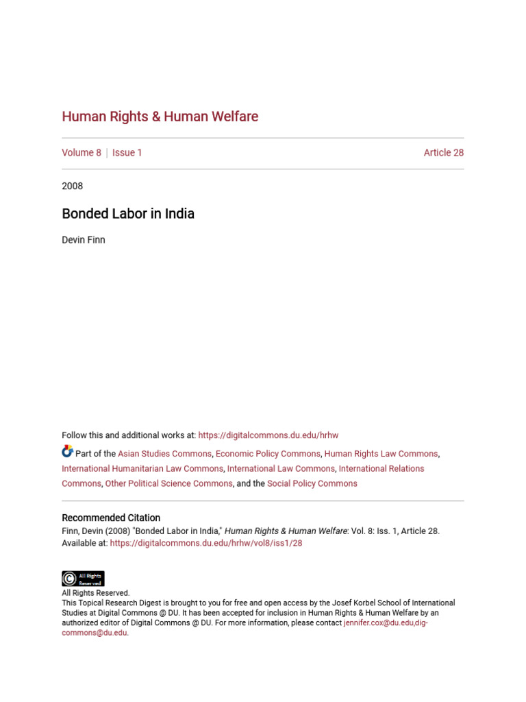 Bonded Labor In India Policy Analysis Pdf Labour Economics Child