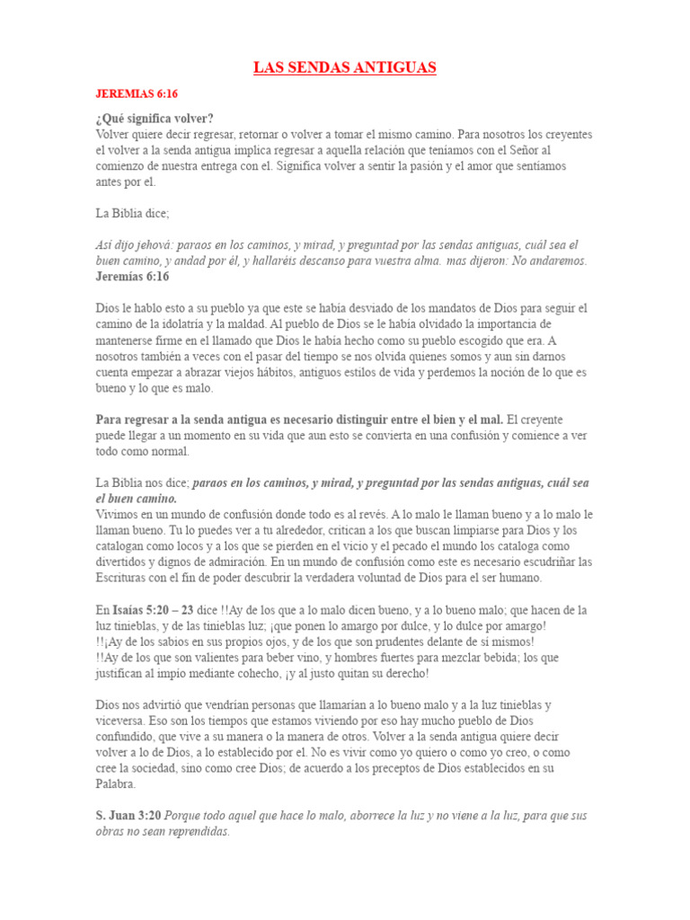 Las Sendas Antiguas | PDF | Dios | Creencia religiosa y doctrina