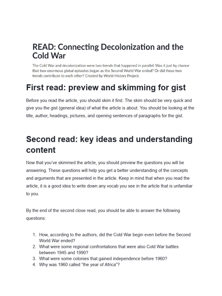 Connecting Decolonization and The Cold War | PDF | Decolonization ...