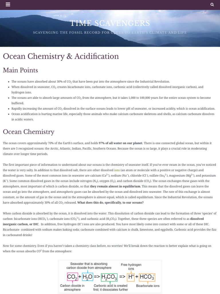 Ocean Chemistry & Acidification - Time Scavengers | PDF | Ph | Oceans