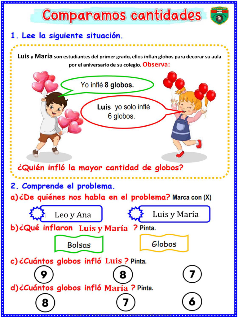 Fichas de Comparación de Números Hasta El 20 | PDF