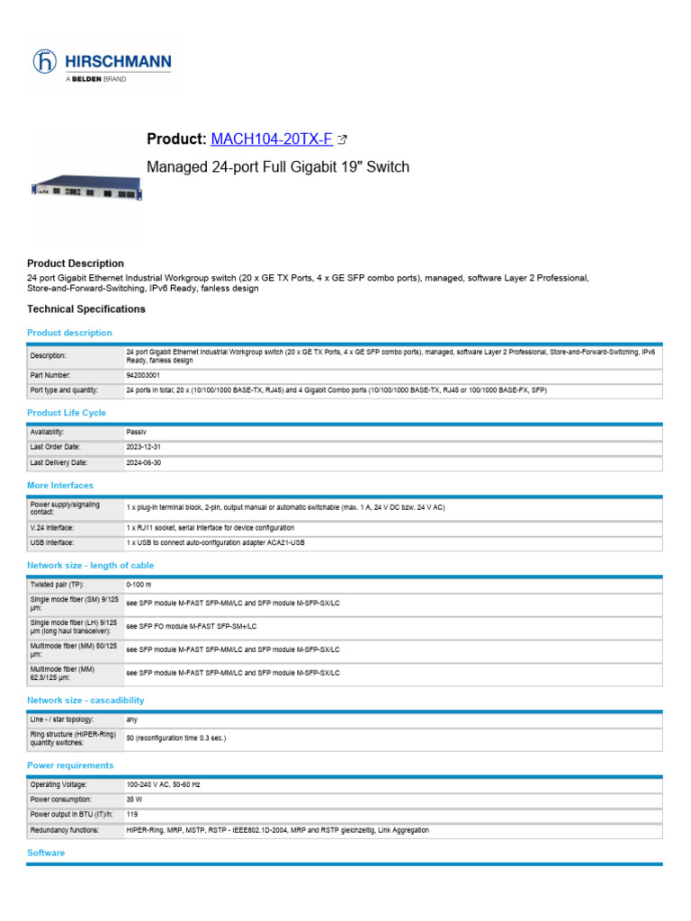 MACH104 20TX F - Techdata | PDF | Telecommunications Standards ...