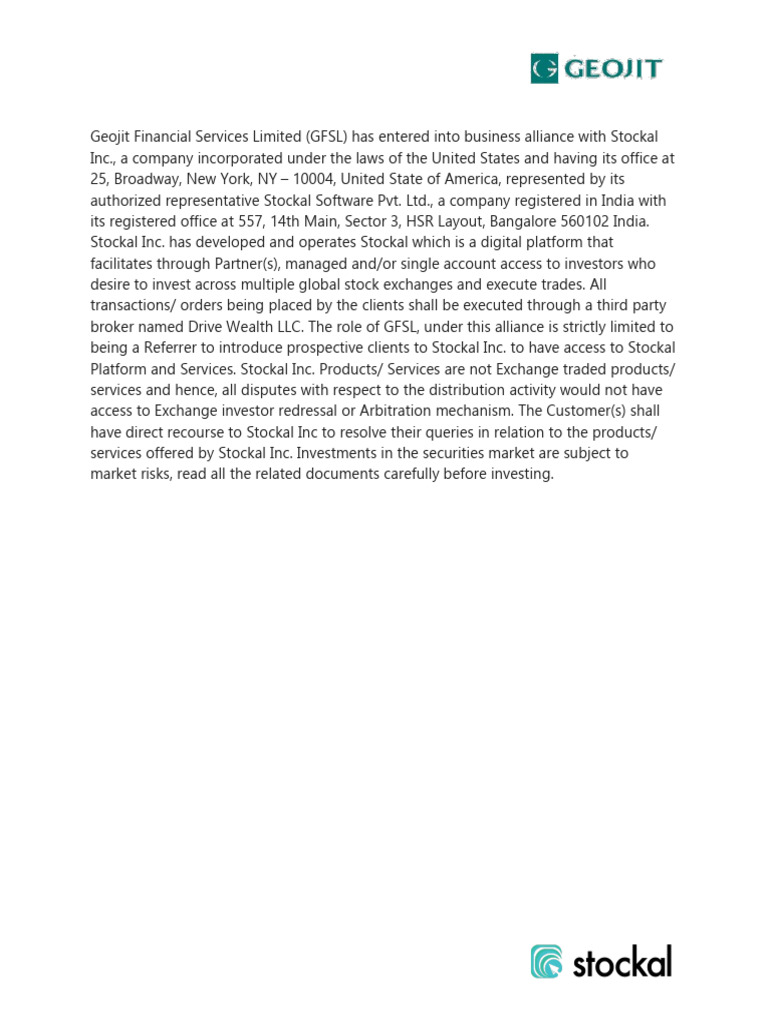 Geojit RDD GlobalInvesting | PDF | Financial Risk | Securities (Finance)