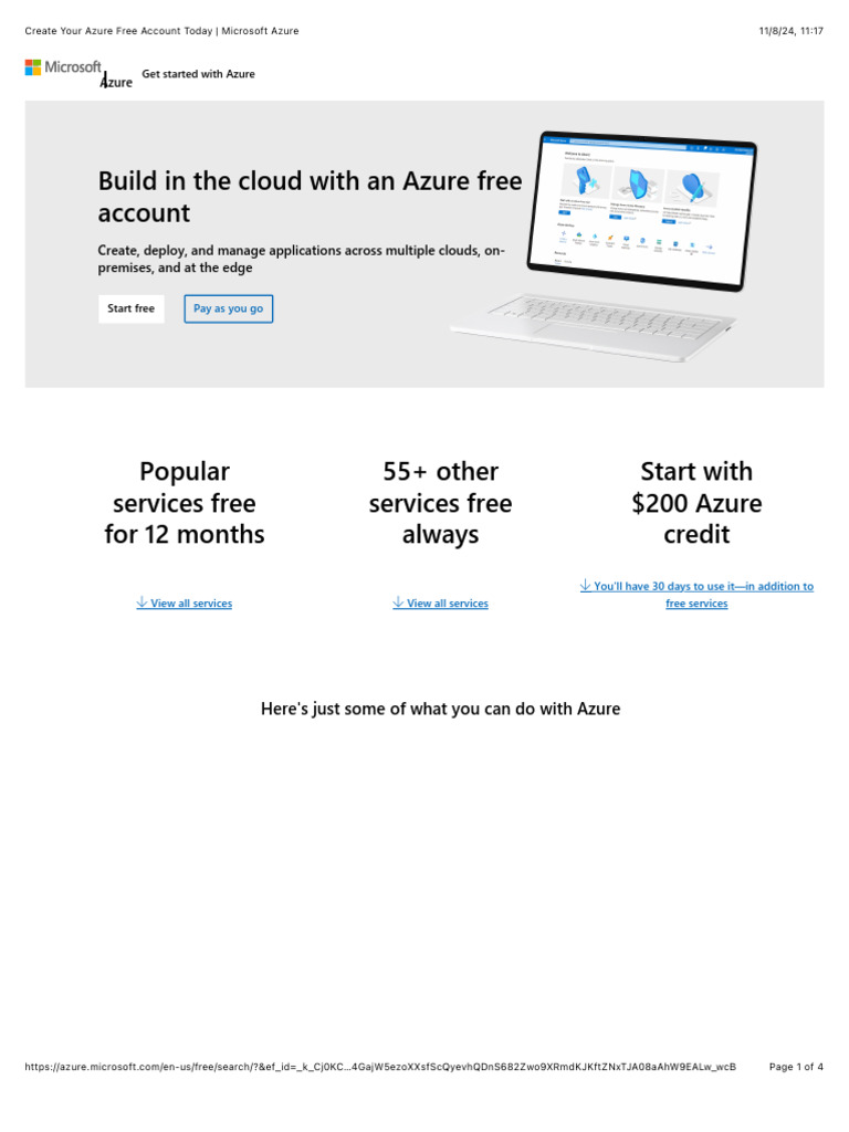 Create Your Free Azure Account Today | PDF | Microsoft Azure | Cloud ...
