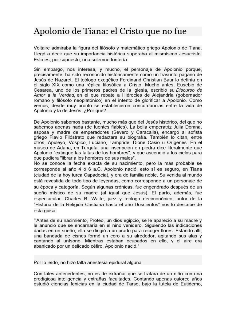 Apolonio de Tiana | PDF | Jesús | Pitágoras