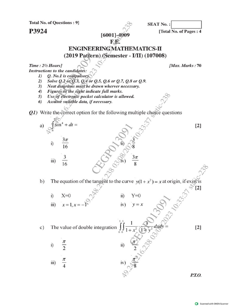 M II Endsem Solution (3'8'2023) III | PDF