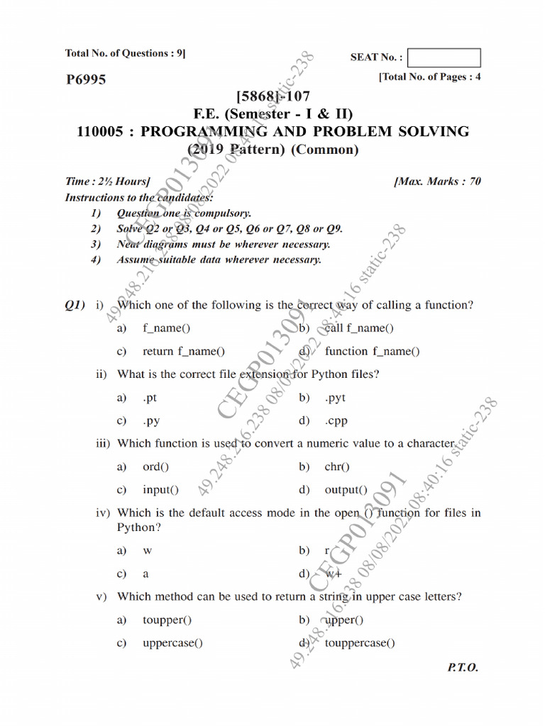 PPS May - Jun - 2022 Complete Paper Solution | PDF | Method (Computer Programming) | Parameter ...
