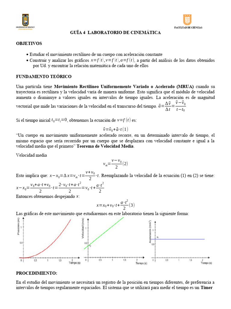 Laboratorio 4 Cinemática | PDF | Velocidad | Cinemática