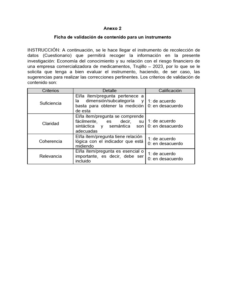 Validación de Cuestionario: Economía y Riesgo Financiero | PDF ...