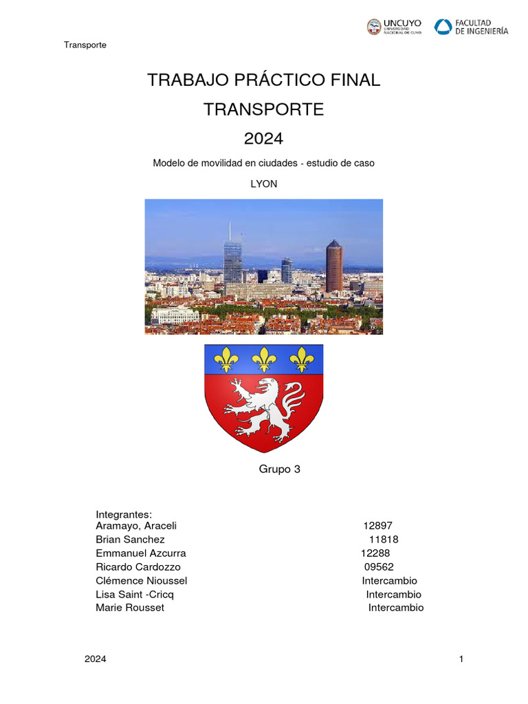 TP Final LYON Grupo 3 2024 | PDF | Transporte | Sustentabilidad