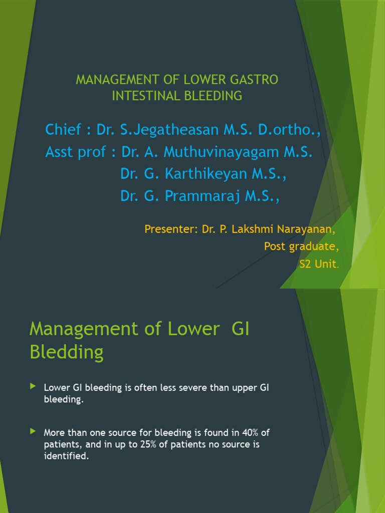 Lower Gi Bleeding | PDF | Endoscopy | Bleeding