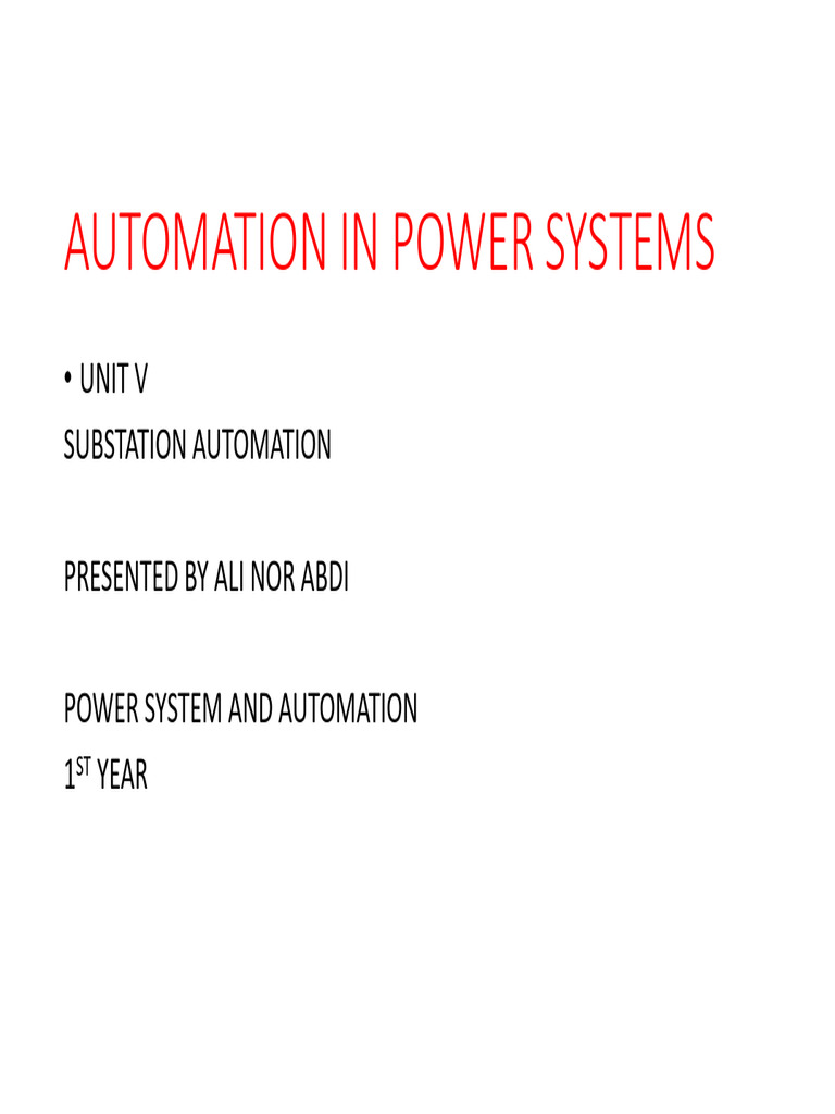 Automation in Power Systems | PDF