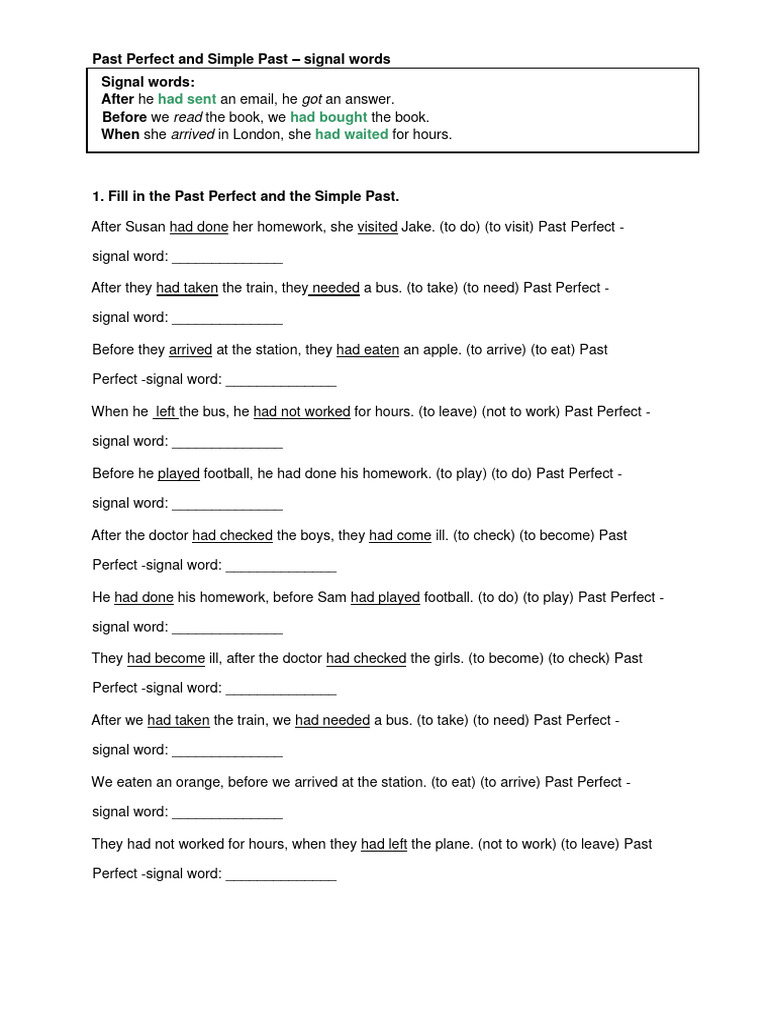ASSIGNMENT - Past Perfect Tense | PDF | Perfect (Grammar) | Syntax