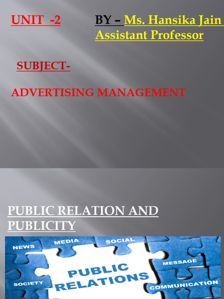 AM UNIT 2 | PDF | Public Relations | Mass Media