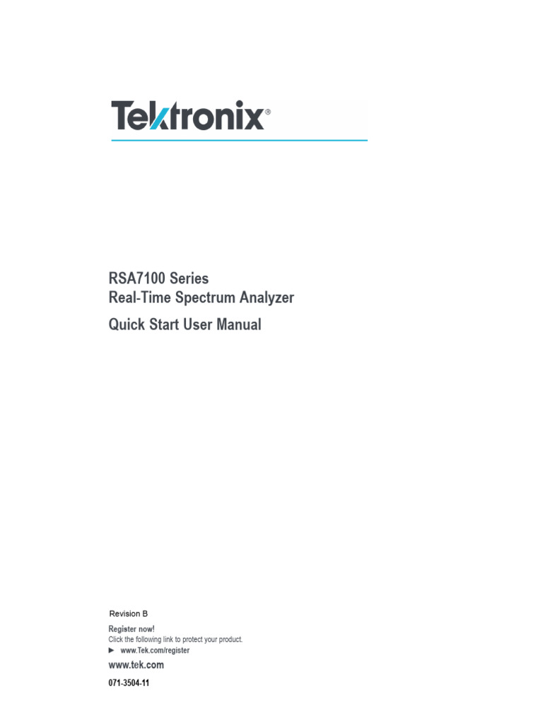 RSA7100 Series Real Time Spectrum Analyzer Quick Start User Manual en 071350411 REVB | PDF ...