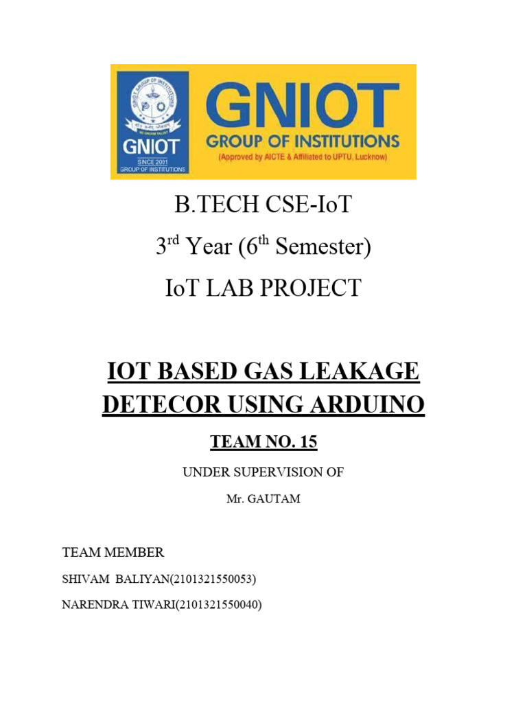 Iot Based Gas Leakage Detecor Using Arduino-1-1 | PDF | Internet Of ...