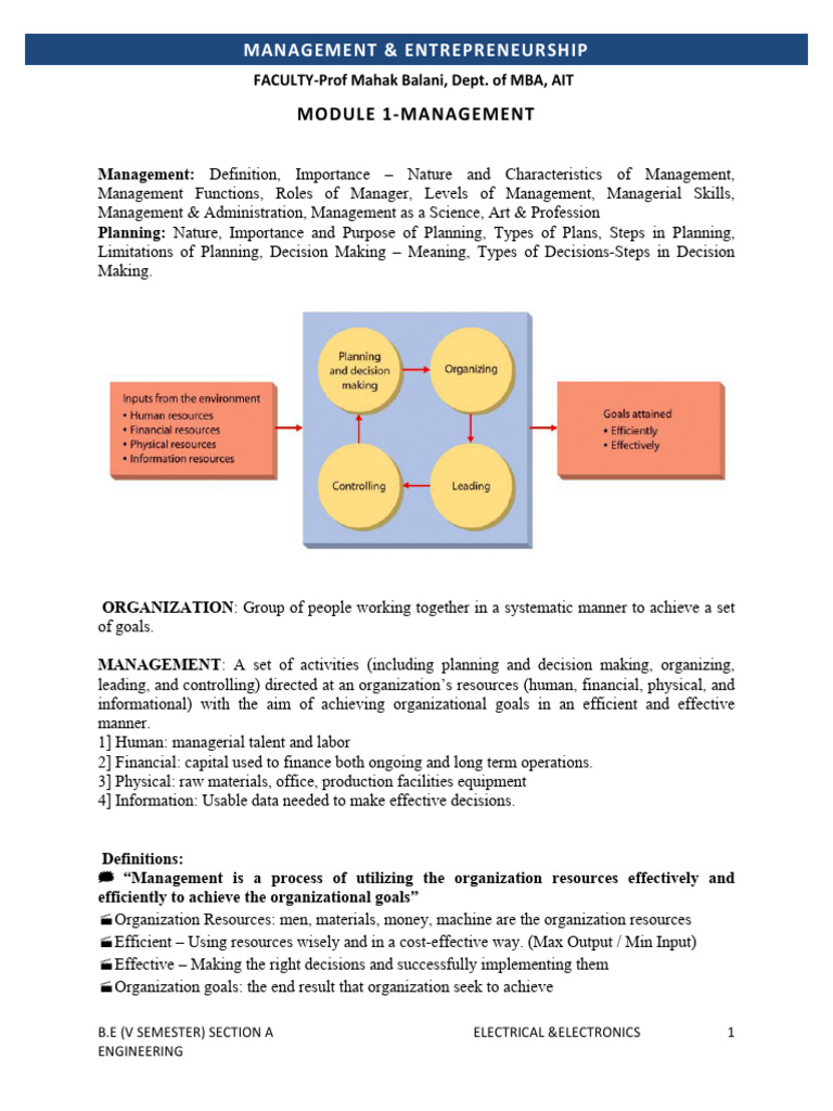 Module-1 Management | PDF | Science | Knowledge