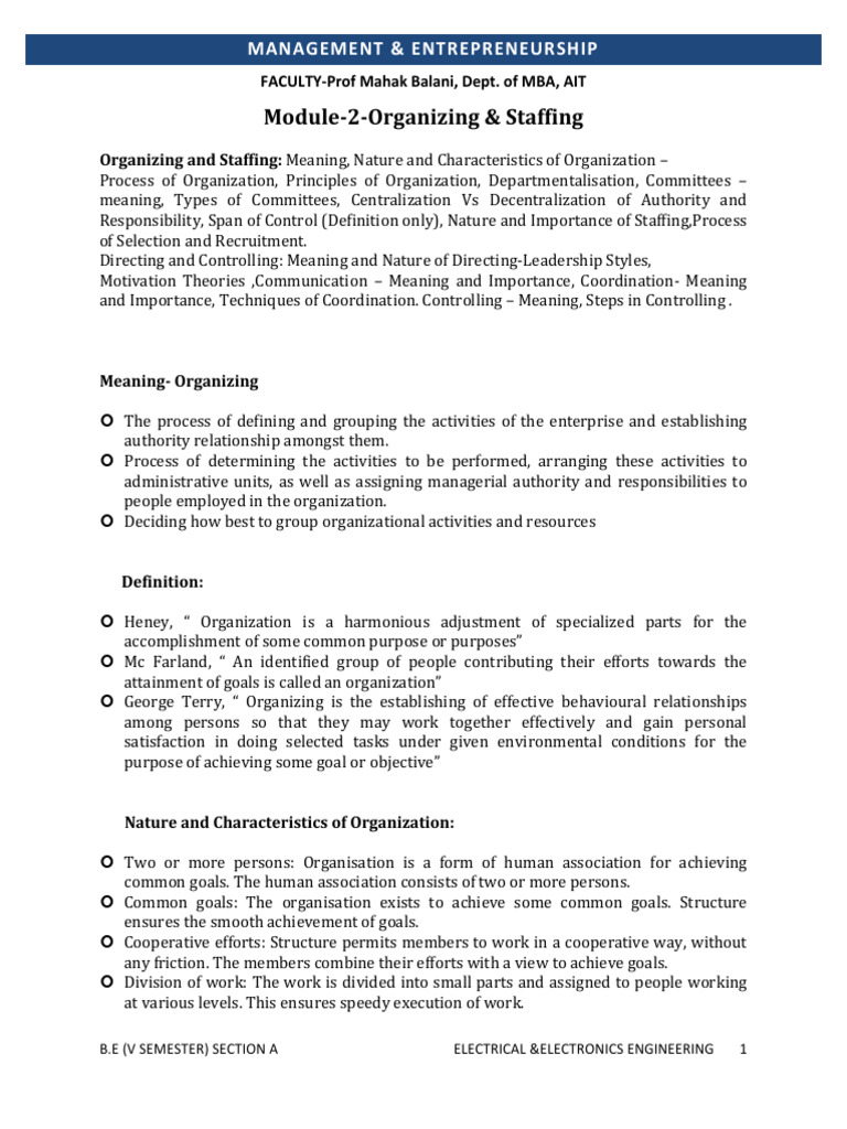 Module 2 - Organising | PDF | Recruitment | Leadership