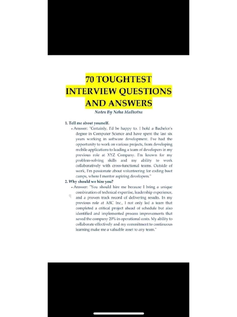 Interview Possible Questions 101 | PDF