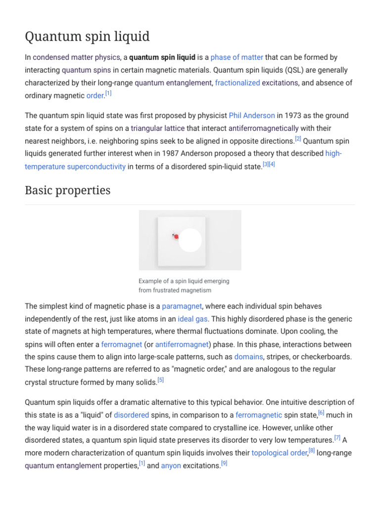 Quantum Spin Liquid - Wikipedia | PDF | Physical Chemistry | Phases Of ...