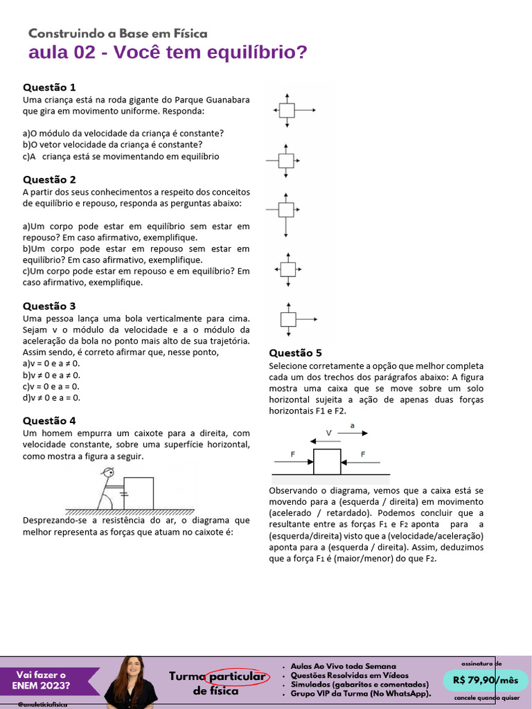 aula-02-Lista-Fundamentos-da-mecanica | PDF | Trajetória | Velocidade