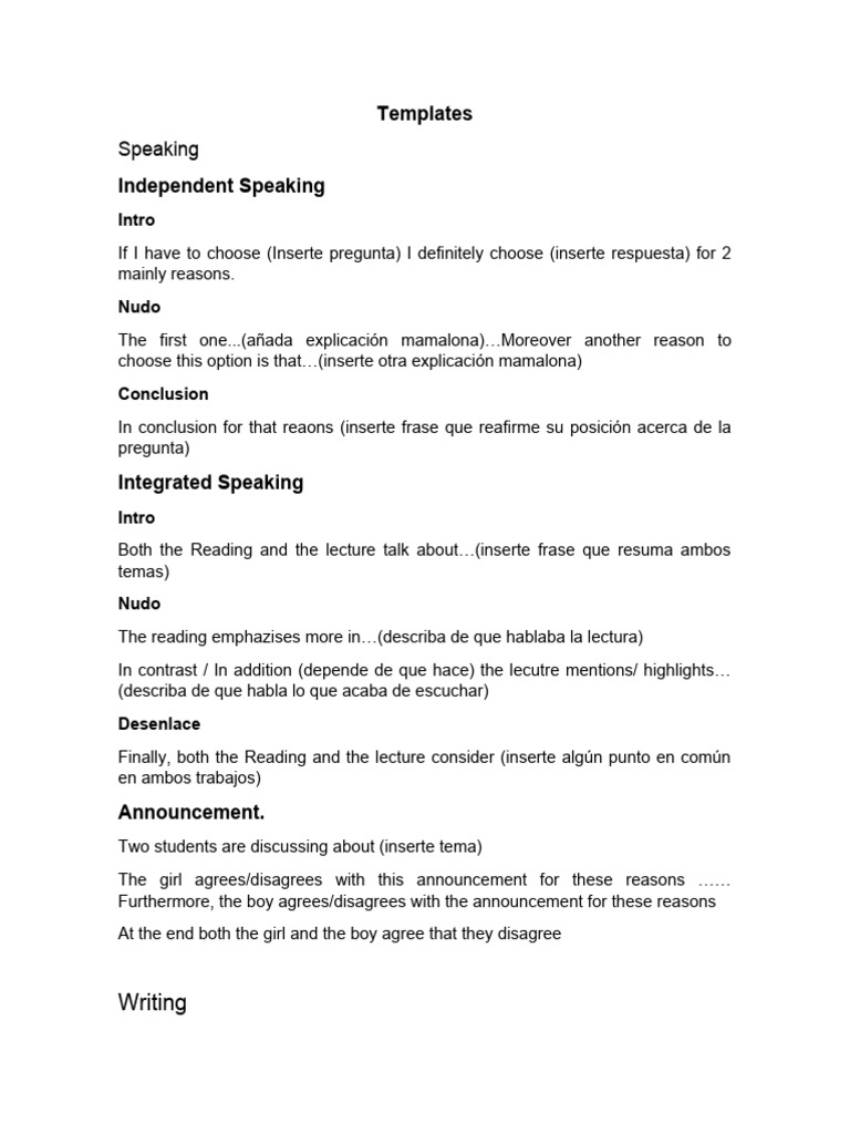 Templates Toefl | PDF