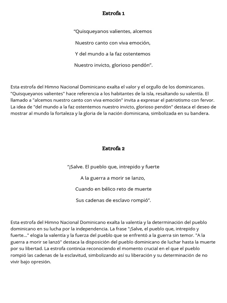 Estrofa 1 | PDF | República Dominicana | Nación