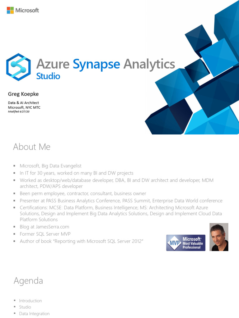 Azure Synapse for Data Professionals | PDF | Databases | Apache Spark