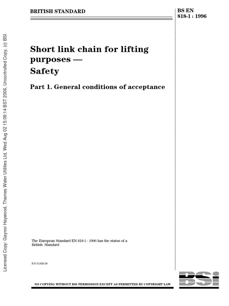 BSEN 818-1 Chain General | PDF