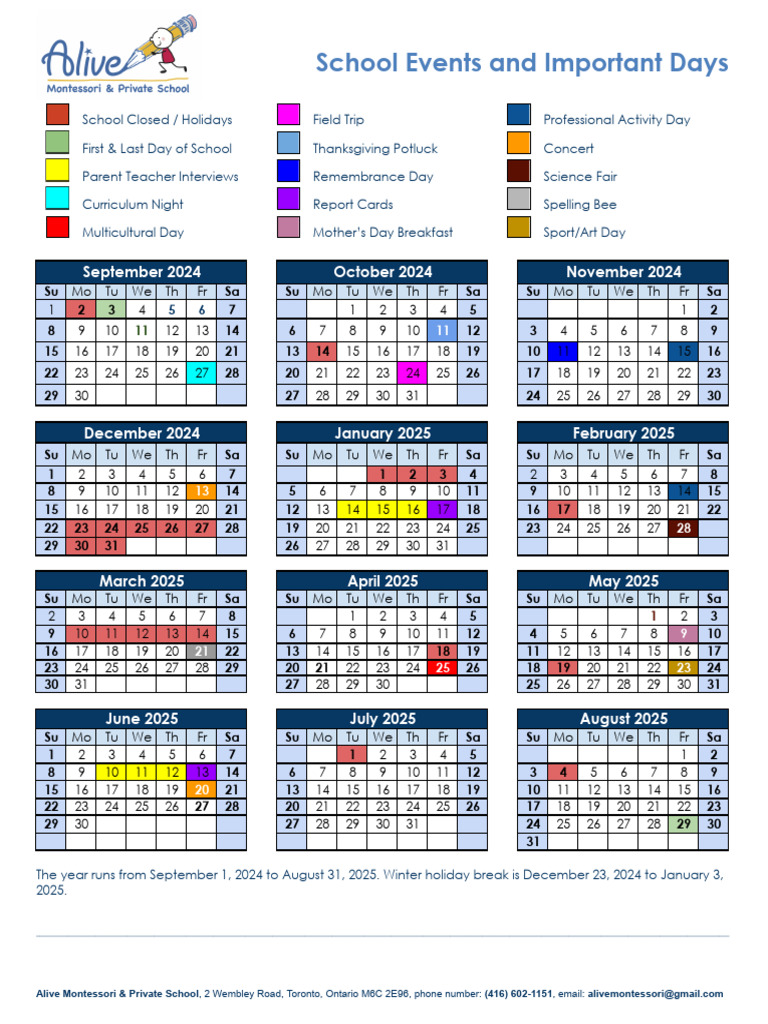 2024-25 School Year Calendar | PDF | Observances | November Observances