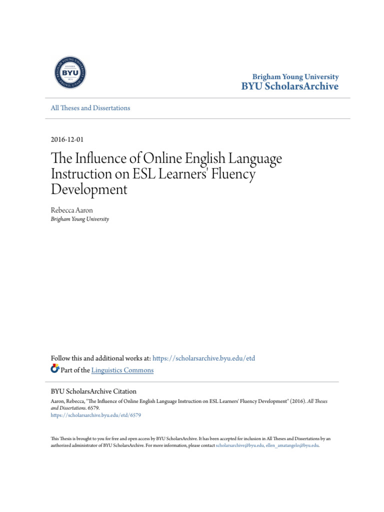 The Influence of Online English Language Instruction On ESL Learn | PDF ...