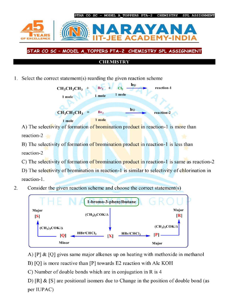 STAR CO SC – MODEL A_TOPPERS PTA-2 CHEMISTRY_ SPL ASSIGNMENT | PDF