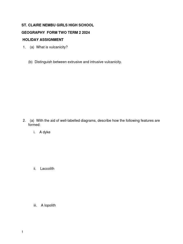 Geo Assignment Assignments Form 2 Geography Pdf