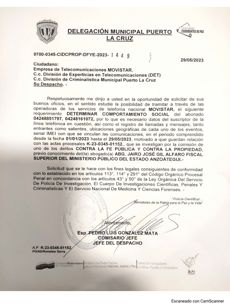 Solicitud de Oficio 0345-1449 | PDF