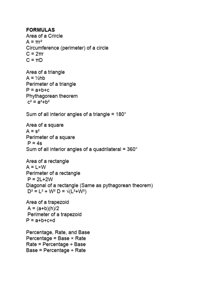 Essential Math Formulas Guide | PDF