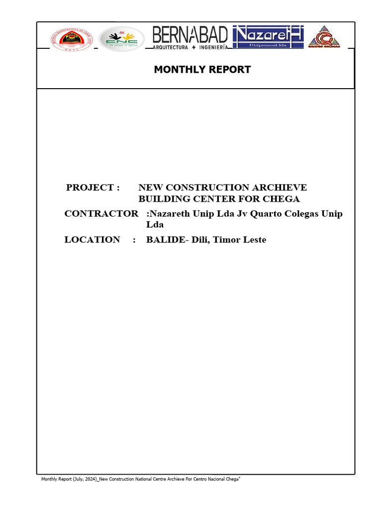 Monthly Report JULY 2024 | PDF | Concrete | Civil Engineering