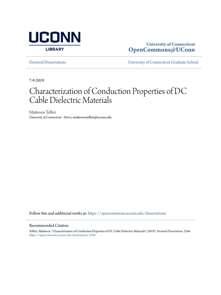 Characterization of Conduction Properties of DC Cable Dielectric | PDF ...