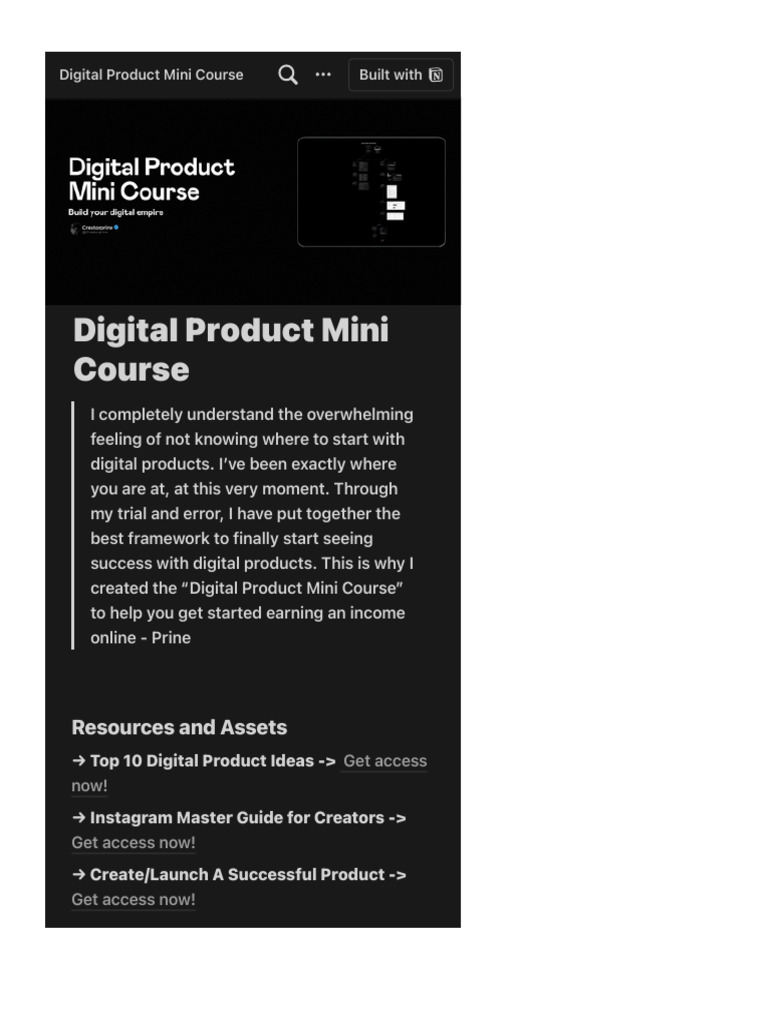 Digital Product Mini Course | PDF