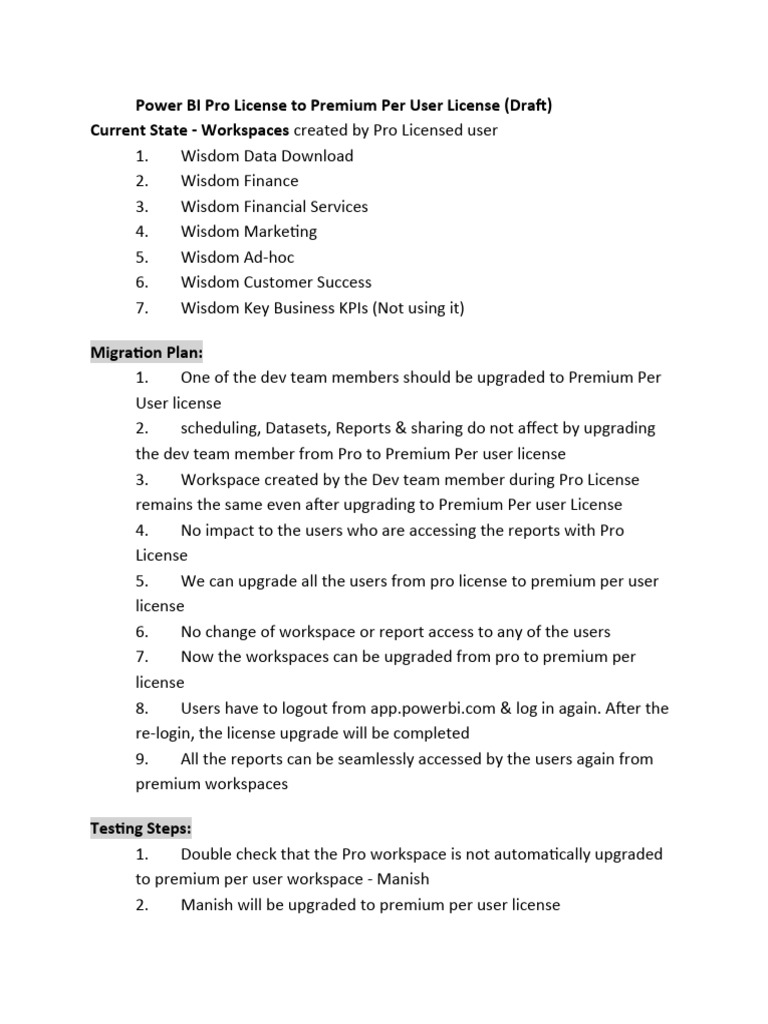 Power BI Pro License To Premium Per User License | PDF | Computing ...